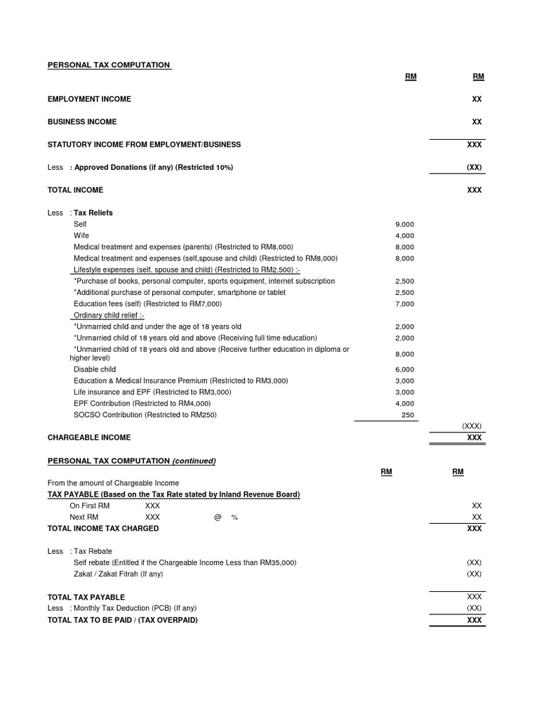 Personal Income Tax Computation Guide | PDF