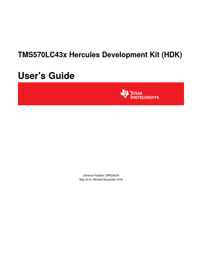 Spnu597a TMS570LC43x Hercules Development Kit (HDK) | PDF ...