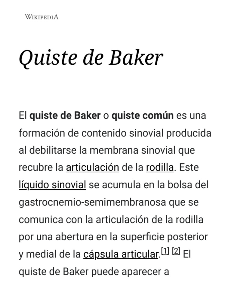 Quiste de Baker | Descargar gratis PDF | Enfermedades y trastornos | Sistema musculoesquelético