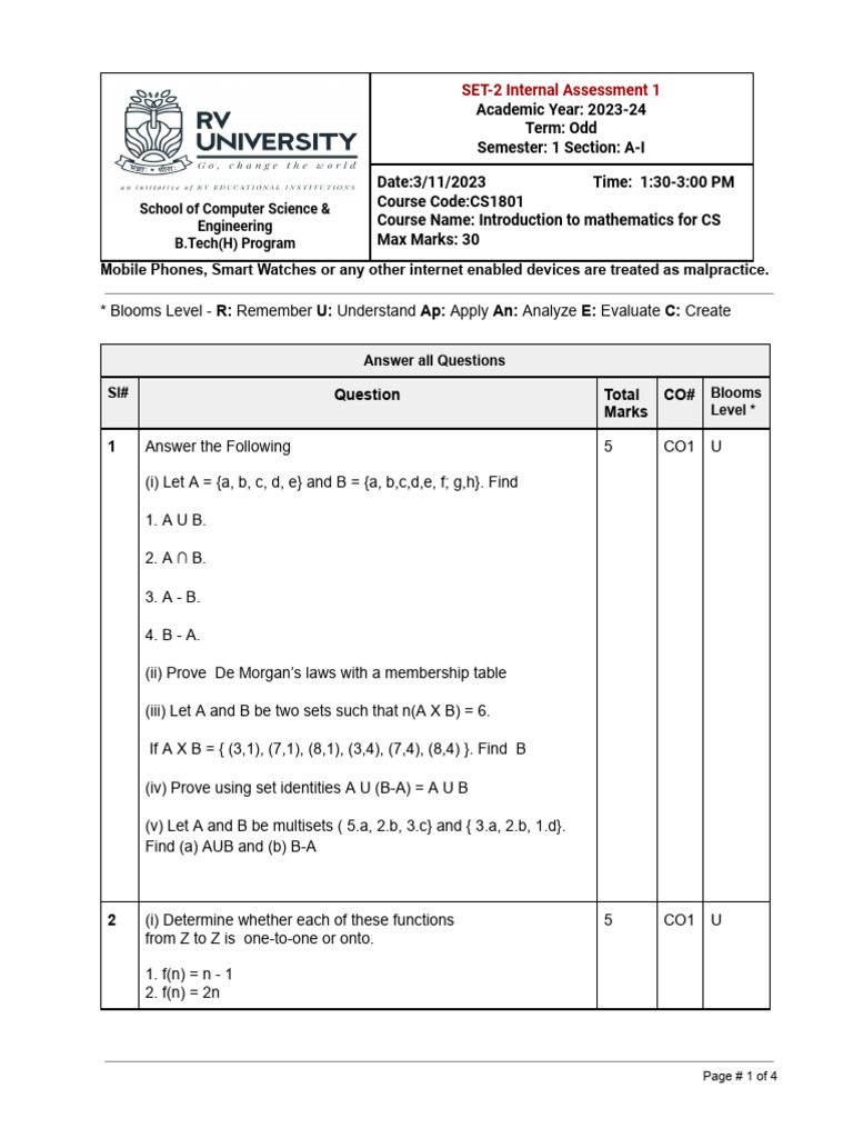 Internal QP Set 2 | PDF | Elementary Mathematics | Numbers