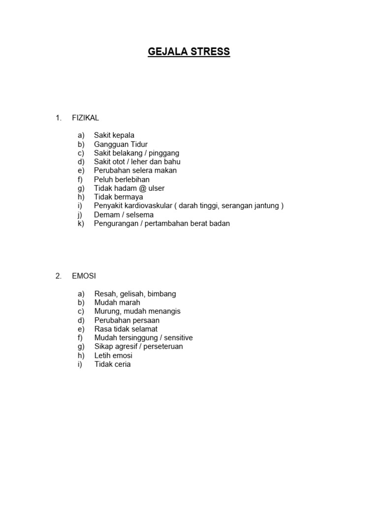 Gejala Stres: Fisik, Emosi, dan Sosial | PDF | Pengembangan Diri