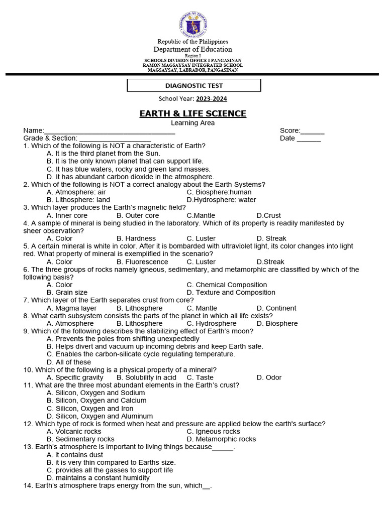 ELS DIAGNOSTIC | PDF | Rock (Geology) | Earth