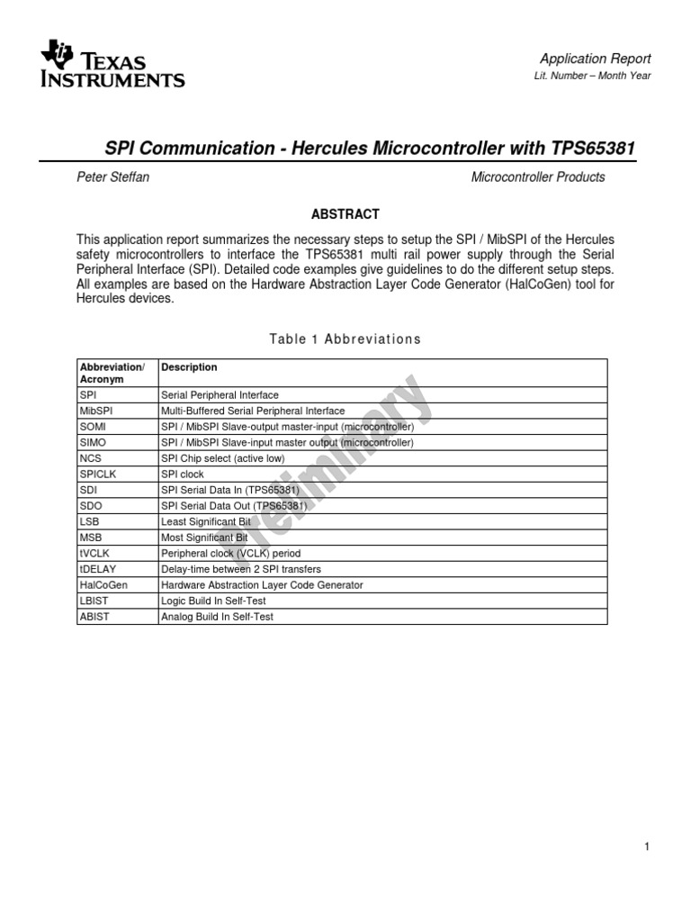 Vdocuments Mx Spi Communication Hercules Microcontroller With Tps65381 Communication Hercules