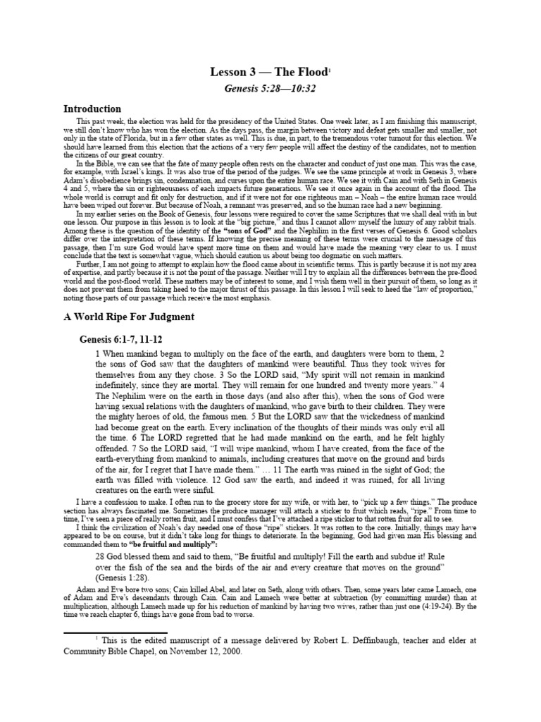 3. The Flood | PDF | Covenant (Biblical) | Ham (Son Of Noah)