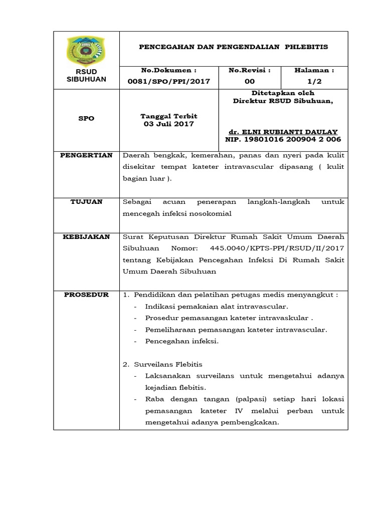 0004 Spo Pencegahan Dan Pengendalian Flebitis | PDF | Pengembangan Diri | Kesehatan Holistik