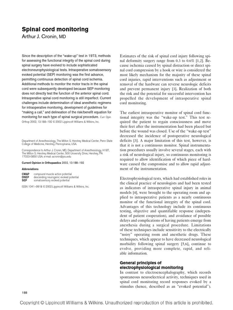Spinal Cord Monitoring 6 Pdf