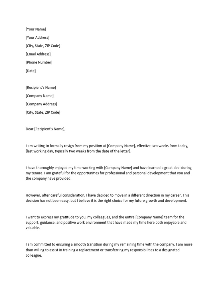 Resignation Letter Sample | PDF