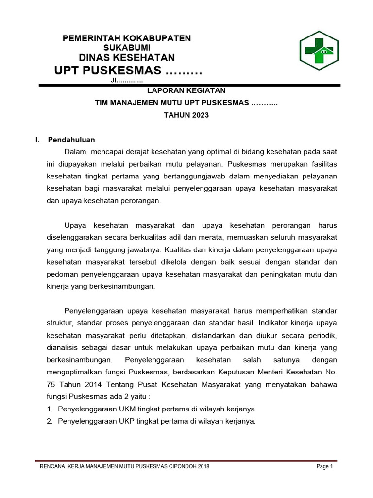 Contoh Laporan Tim Mutu Ep D | PDF