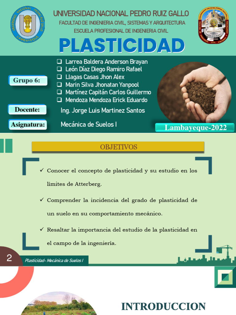 GRUPO 6 Plasticidad | PDF | Mecánica de suelos | Plasticidad (Física)