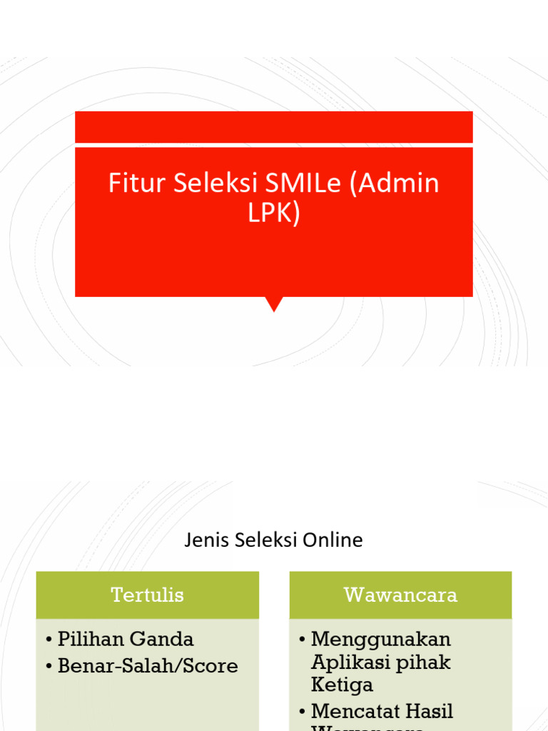 Buku Manual Fitur Seleksi SMILe (Admin LPK) | PDF