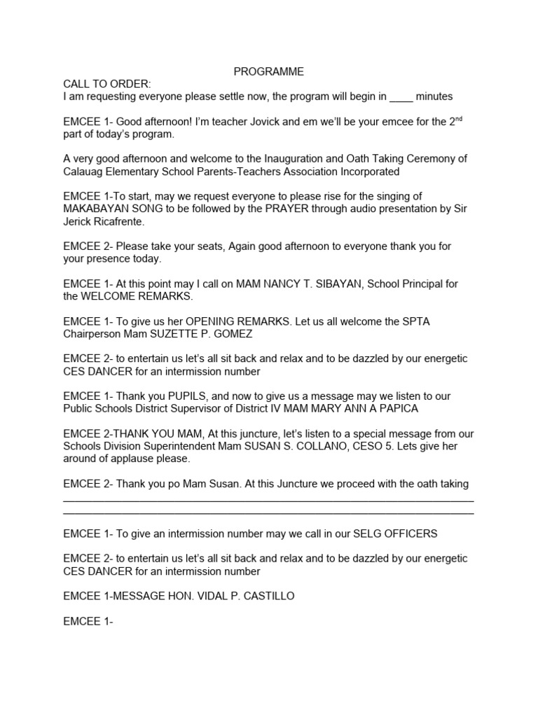 Programme Script | PDF