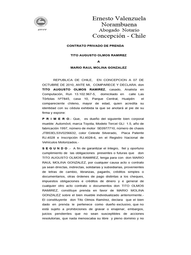 PRENDA VEHICULO 2010 | PDF | Justicia | Crimen y violencia