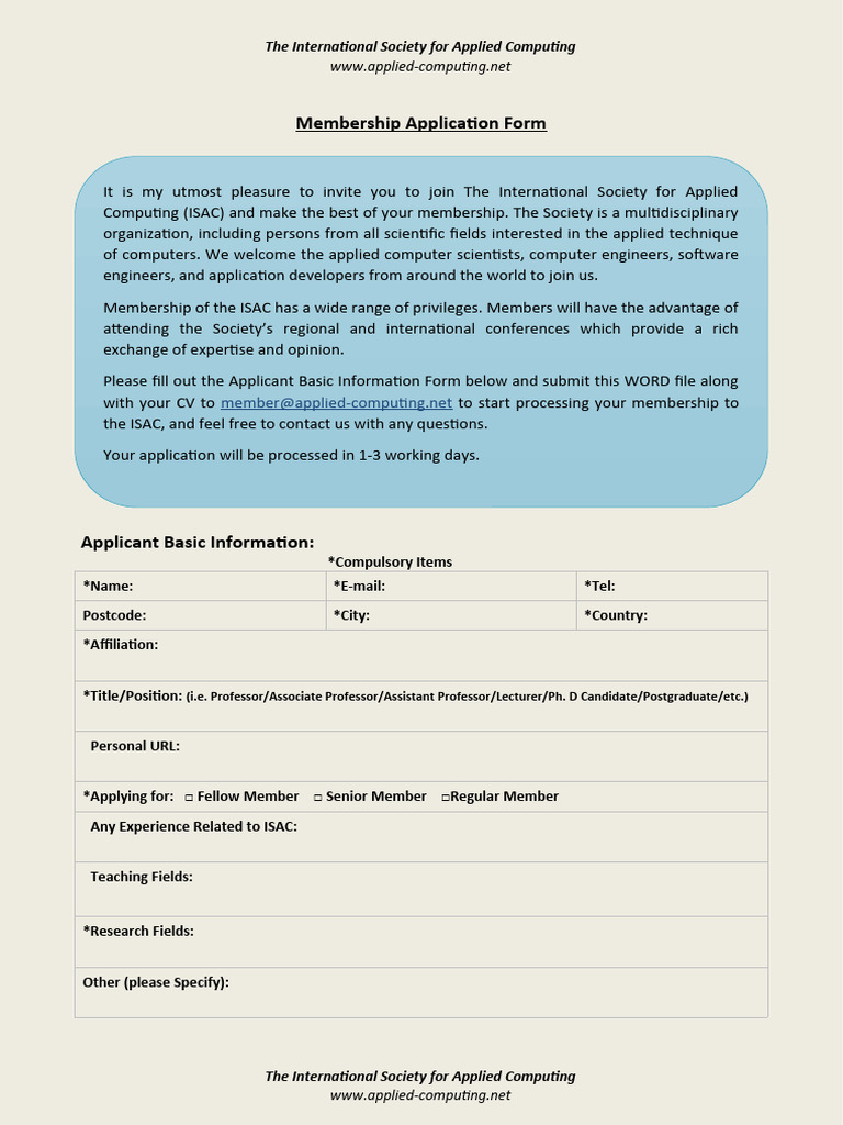 ISAC Membership Application Form | PDF