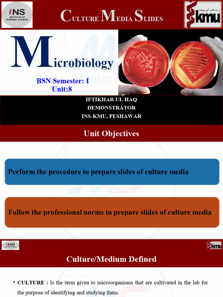 Unit-8 Culture Media Slides Insta - Husain.z.kmu | PDF | Growth Medium ...