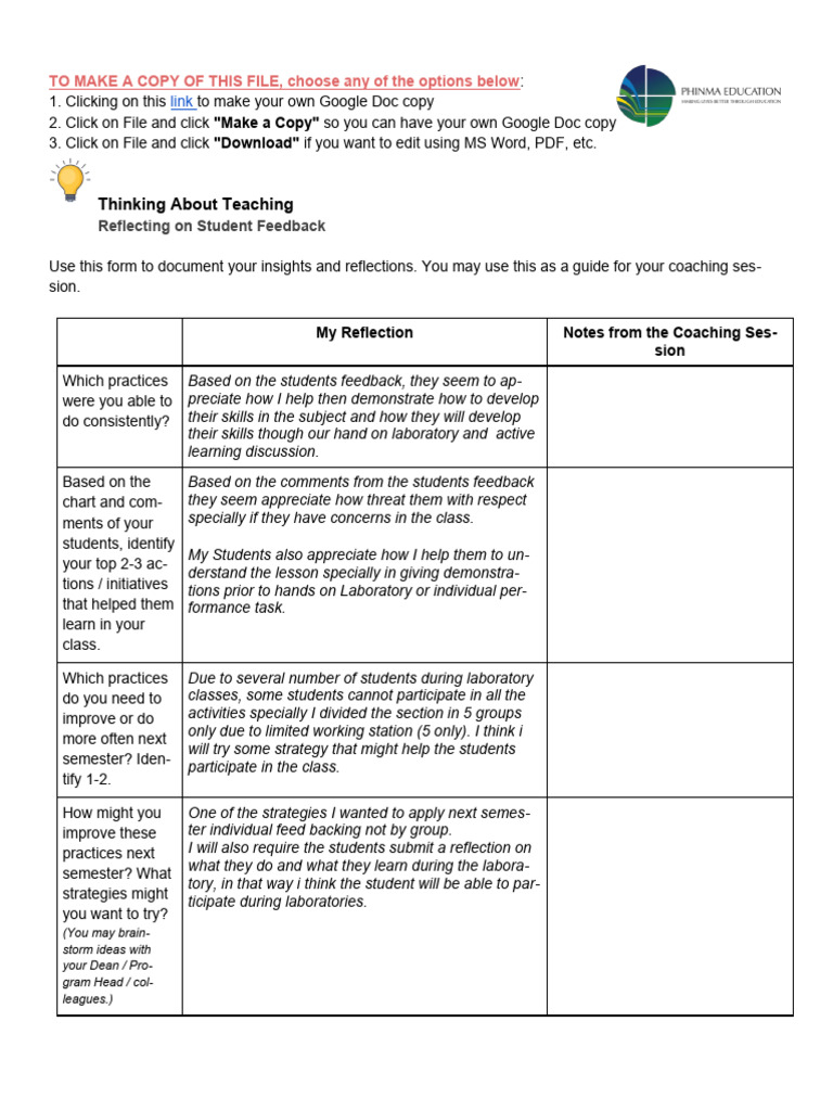 Teaching Reflection and Feedback Insights | PDF | Cognitive Science ...