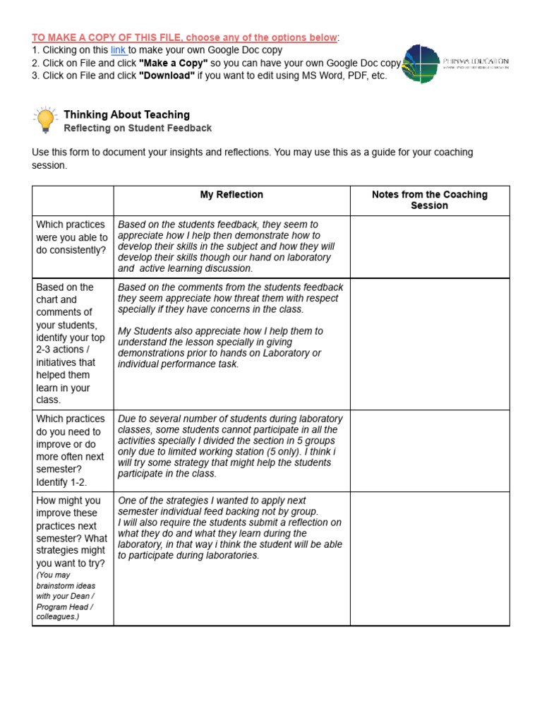 TAT-Faculty Reflection Form - Consolacion | PDF | Brainstorming | Education Theory