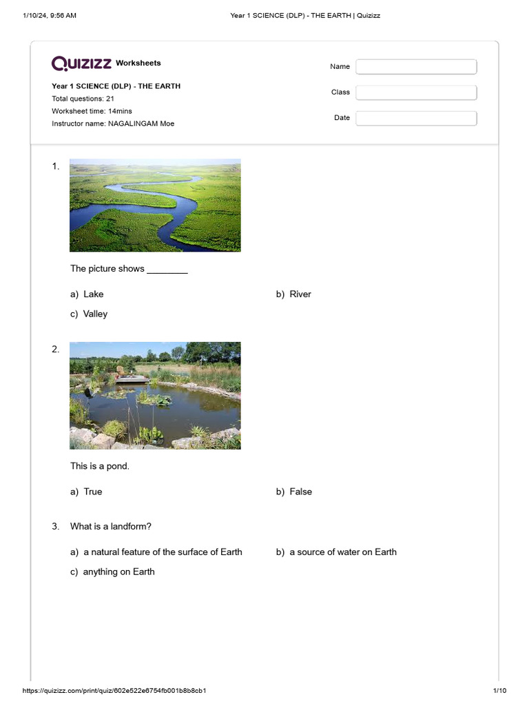 Year 1 Science (Dlp) - The Earth _ Quizizz | PDF