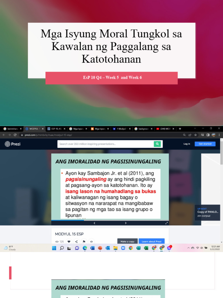 Mga Isyung Moral Tungkol Sa Kawalan Ng Paggalang | PDF