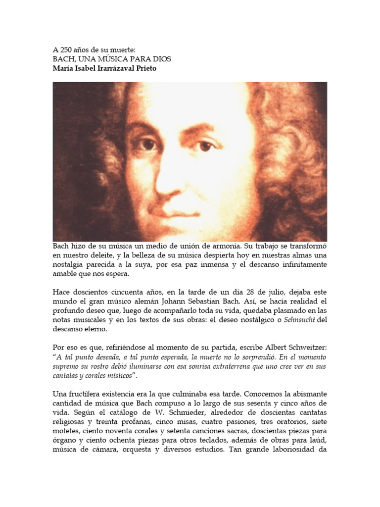 Bach. A 250 Años de Su Muerte | Descargar gratis PDF | Johann Sebastian ...