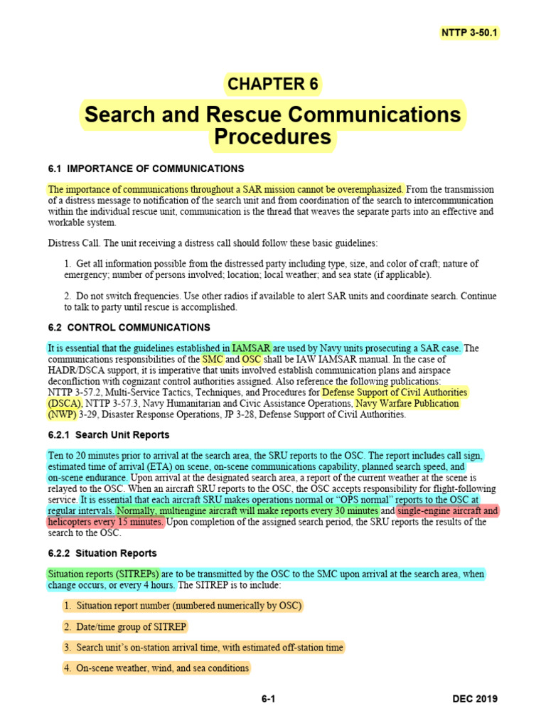 Search and Rescue Communications Procedures: NTTP 3-50.1 | PDF | Search ...
