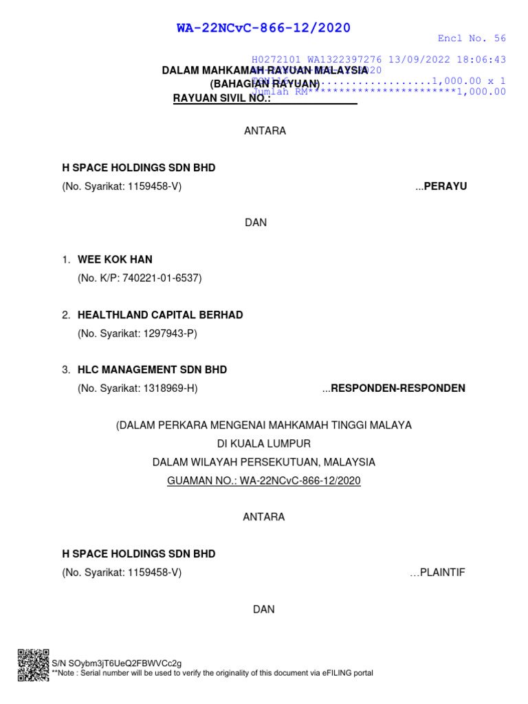 Notis Rayuan 130922 +@002 | PDF