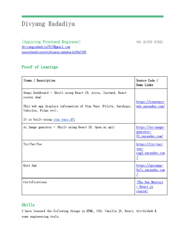 Divyang Radadiya | PDF | Java Script | Computing Divyang Radadiya | PDF | Java Script | Computing