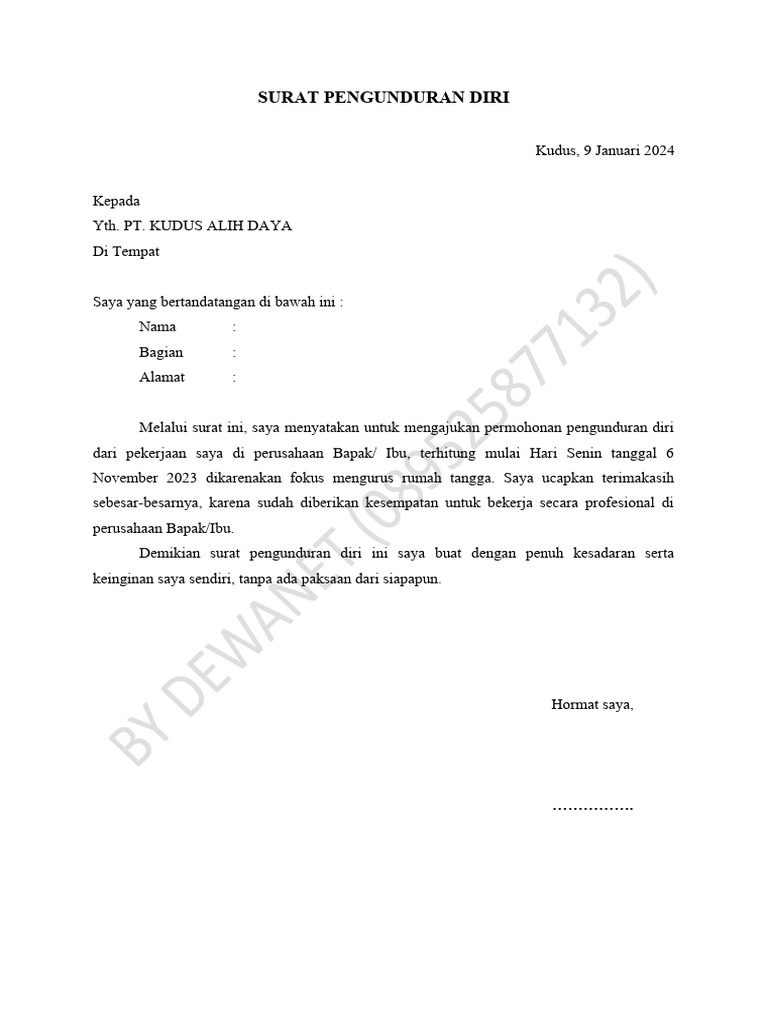 Format Surat Resign | PDF