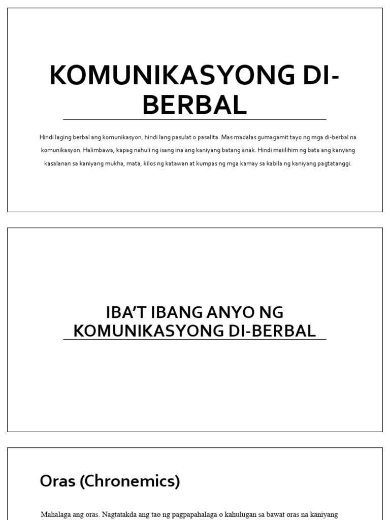 Aralin 6 - Komunikasyong Di Berbal | PDF