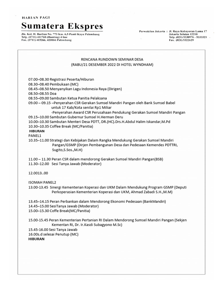 Rundown Acara Seminar FIX | PDF | Sains & Matematika