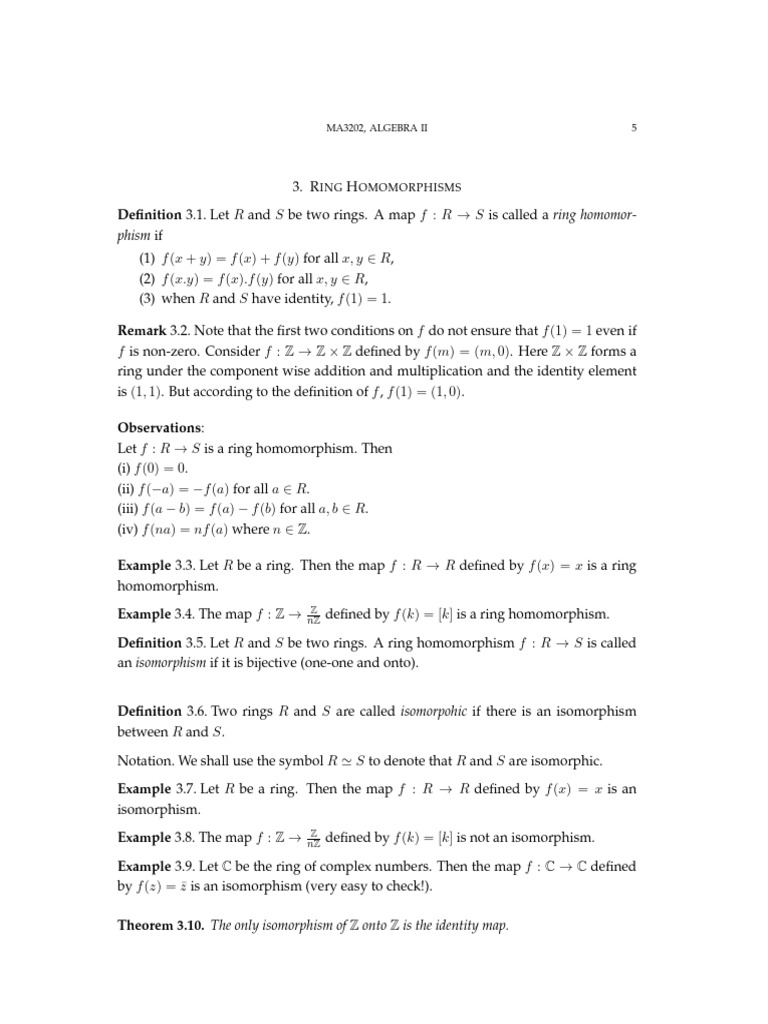 3.ring Homomorphisms | PDF | Ring (Mathematics) | Functions And Mappings