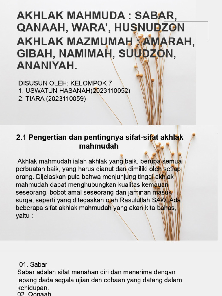 Perbandingan Akhlak Mahmudah dan Mazmumah | PDF