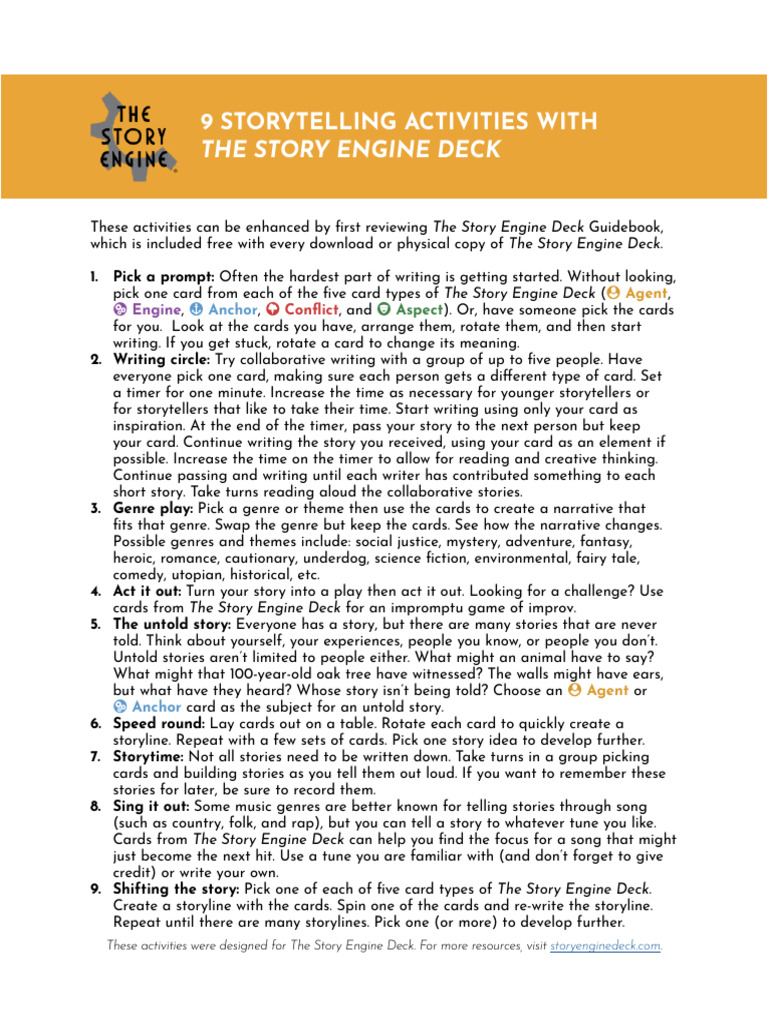 9 Storytelling Activities For The Story Engine | PDF