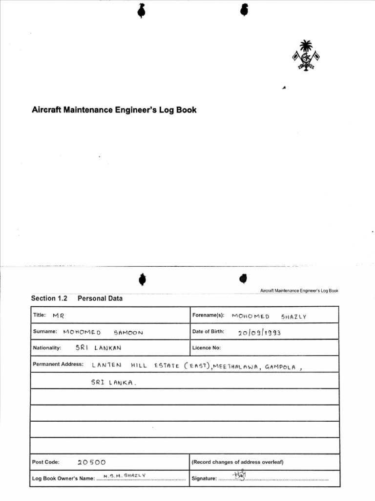 MCAR Log Book - Mohomed Shazly | PDF
