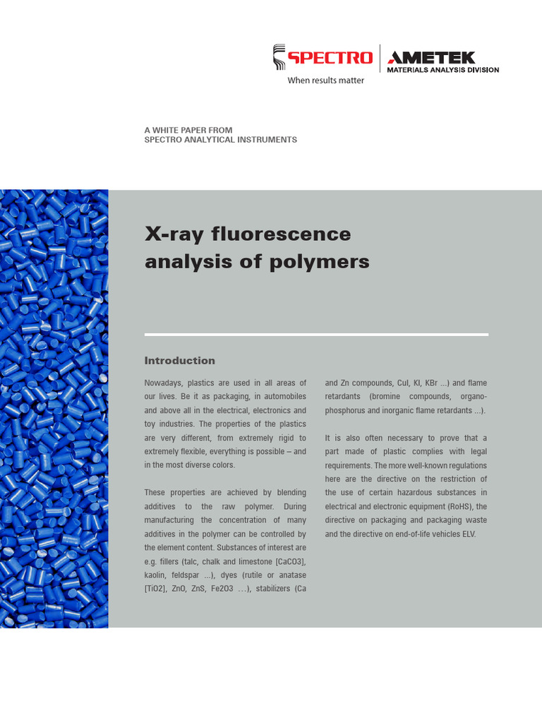 X-Ray Fluorescence Analysis of Polymers: A White Paper From Spectro ...