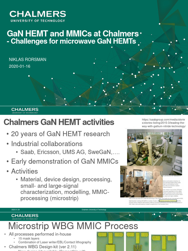 05 GaN HEMT and MMICs Chalmers | PDF | Amplifier | Field Effect Transistor