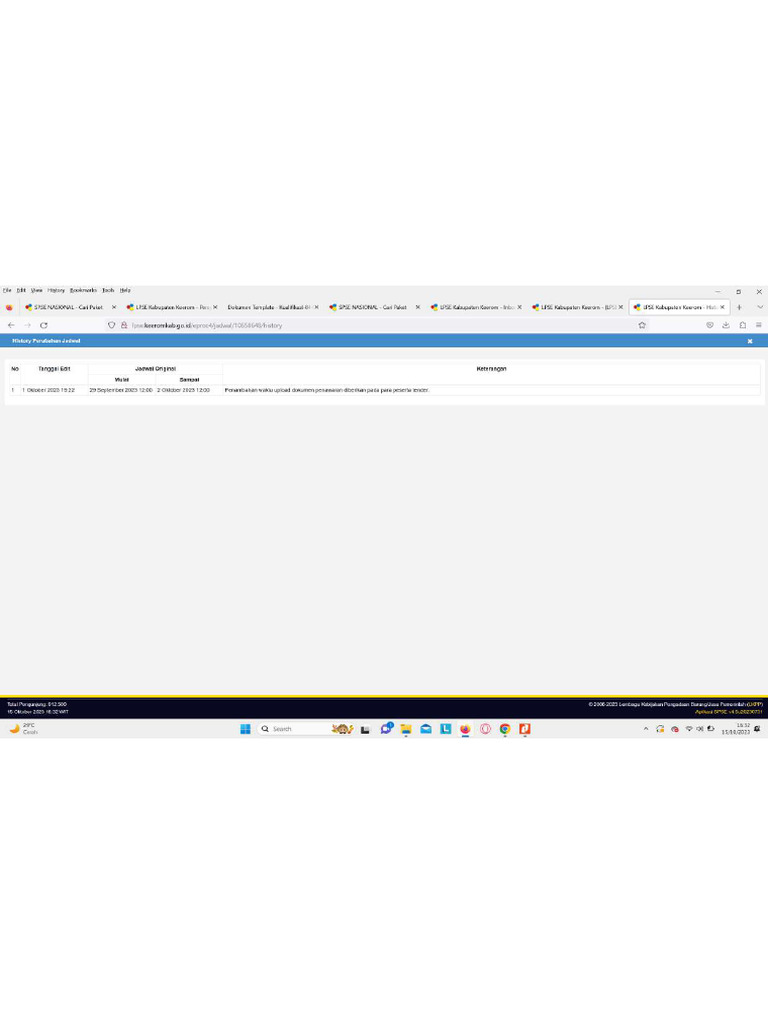 Screenshoot Jadwal Tender | PDF