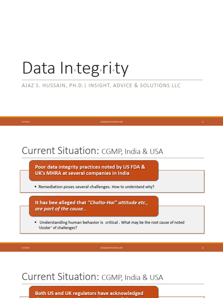 Dataintegrity 140207203534 Phpapp01 | PDF | Intention | Attitude (Psychology)
