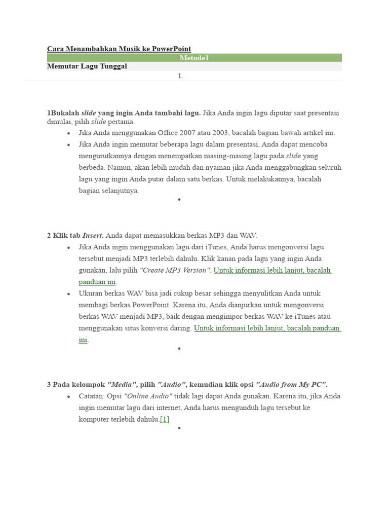 Cara Menambahkan Musik Ke PowerPoint | PDF