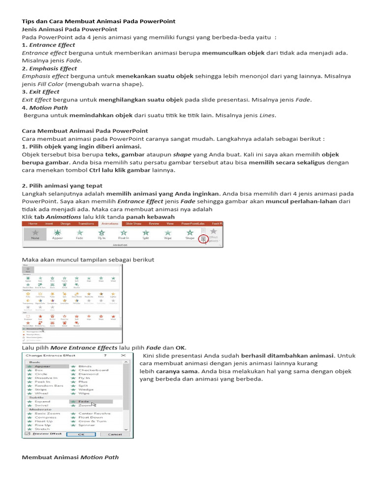 Tips Dan Cara Membuat Animasi Pada PowerPoint | PDF | Karier & Perkembangan