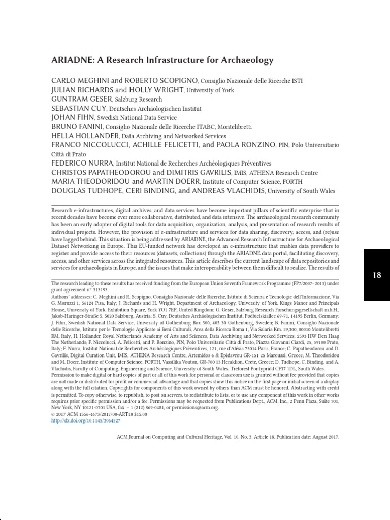 ARIADNE - Research Infrastructure For Archaeology | PDF | Metadata | Digital Library