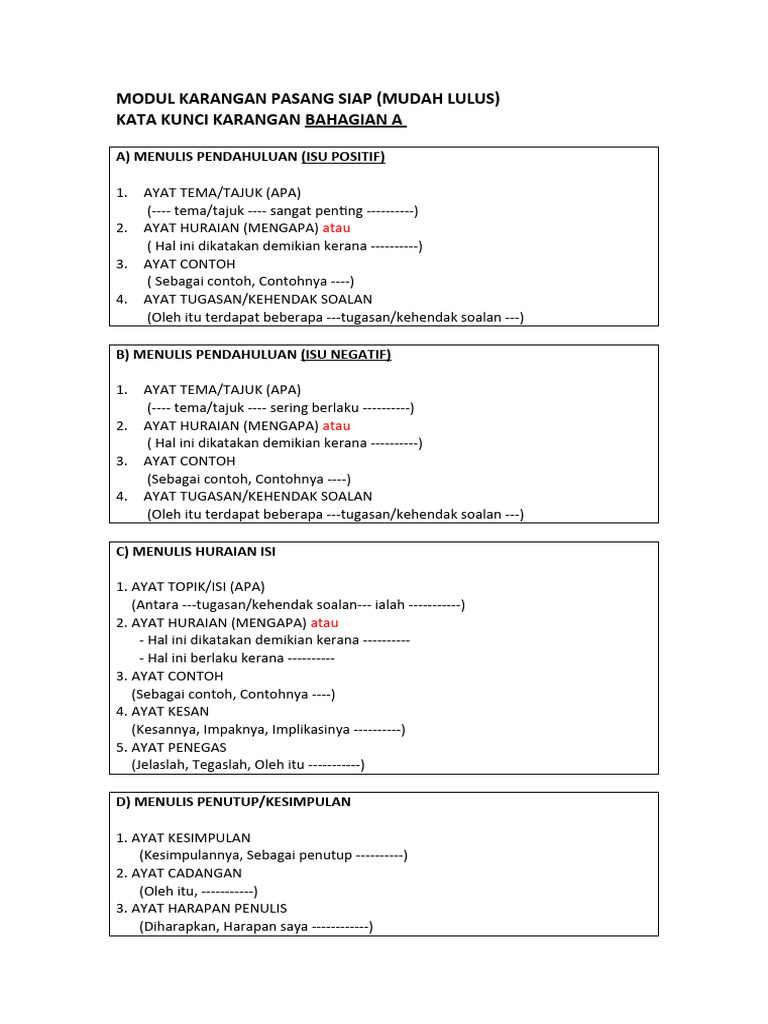 Modul Karangan Pasang Siap | PDF