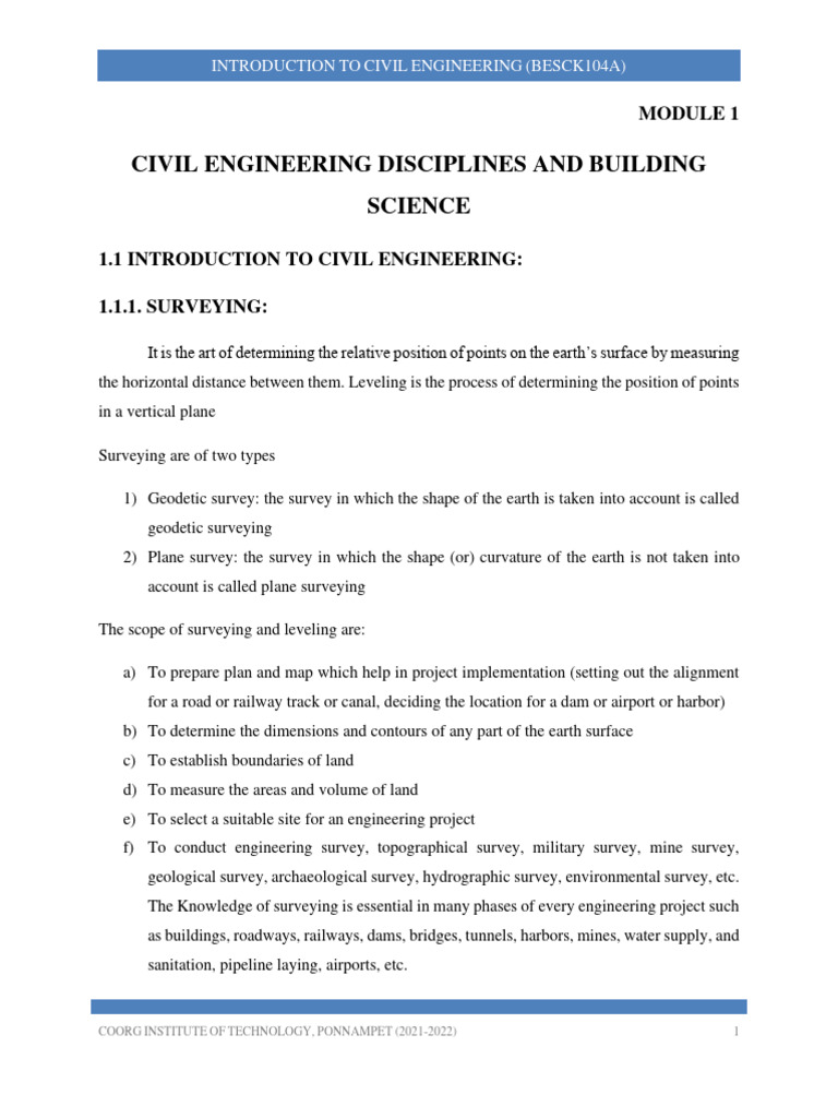 Module 1 - Civil Engineering Disciplines and Building Science | PDF ...