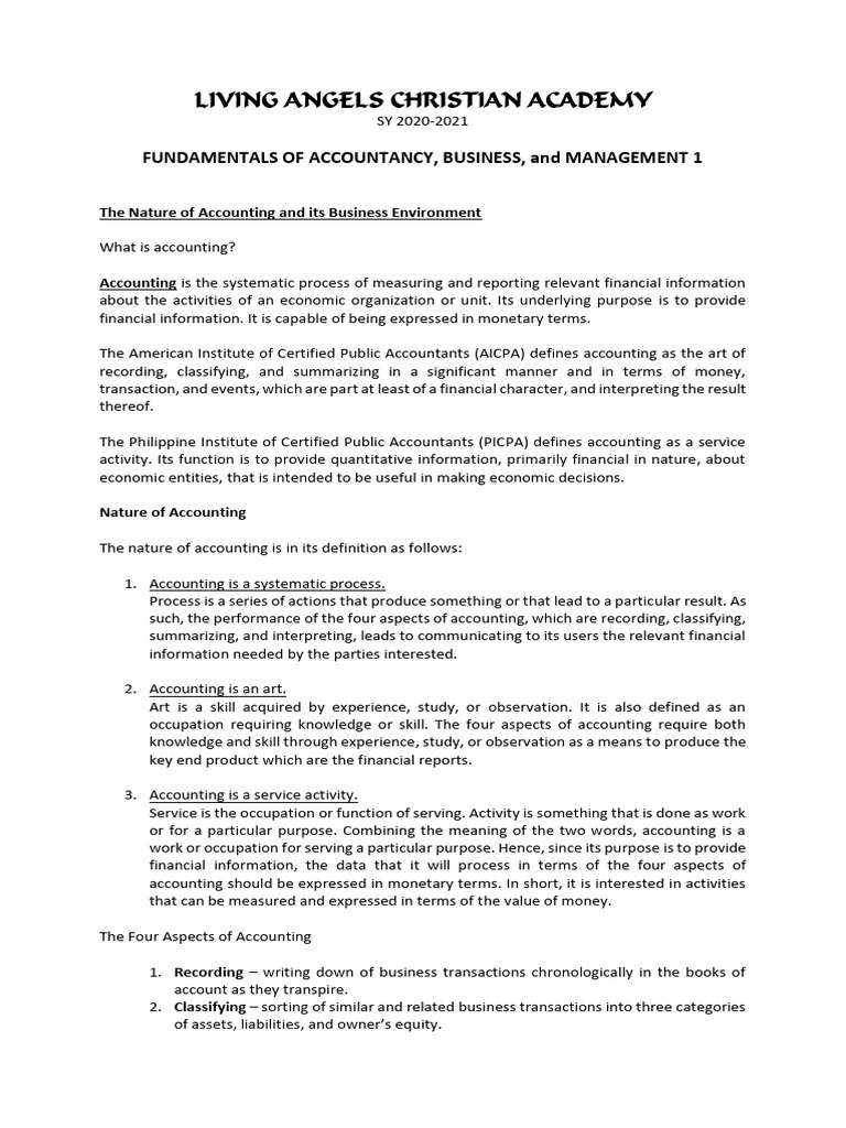 FABM_1_Lec_1 | PDF | Accounting | Financial Accounting