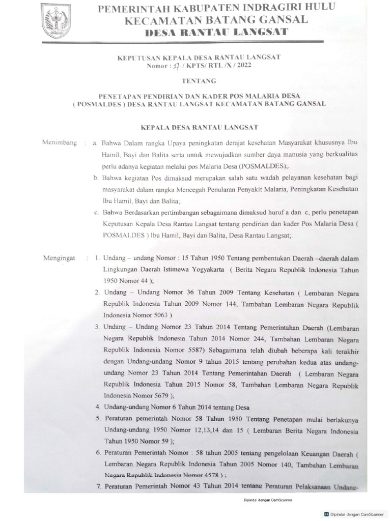 SK Kader Malaria Inhu | PDF