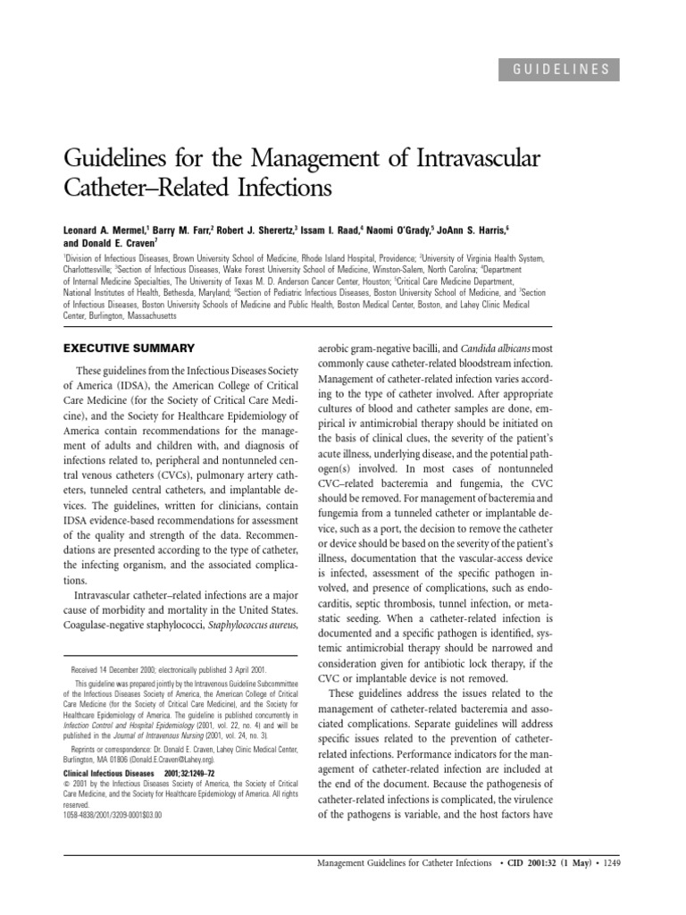 Guidelines of IV Catheter | PDF | Infection | Microbiology