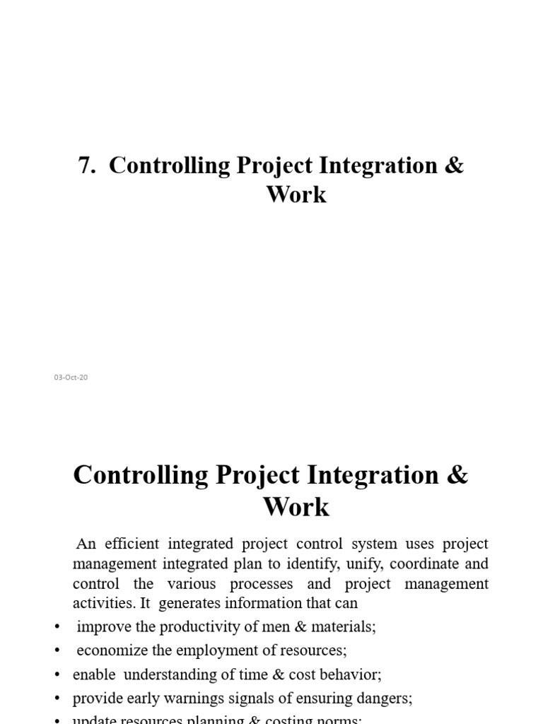 Controlling Project Integration & Work | PDF | Labour Economics ...