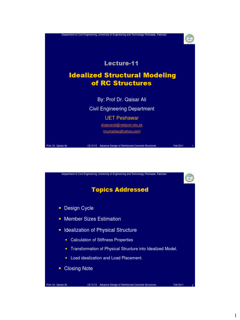 Lecture 11 Idealized Structural Modeling of RC Structures - 2011 ...