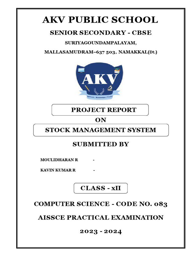 Stock Management System Project Report | PDF | Feasibility Study ...