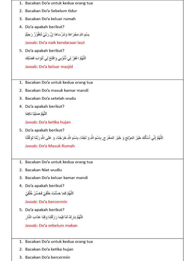 Kumpulan Doa Sehari-hari Islami | PDF | Language Arts & Discipline | Foreign Language Studies