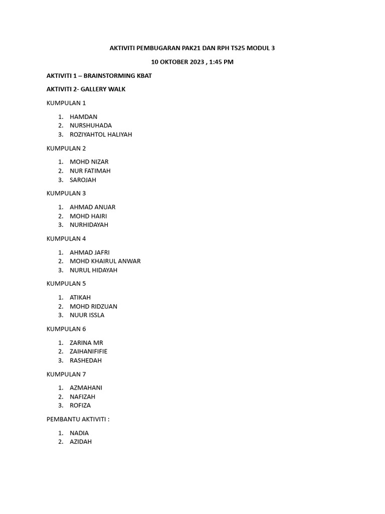 Aktiviti Pembugaran Pak21 Dan Rph Ts25 Modul 3 | PDF